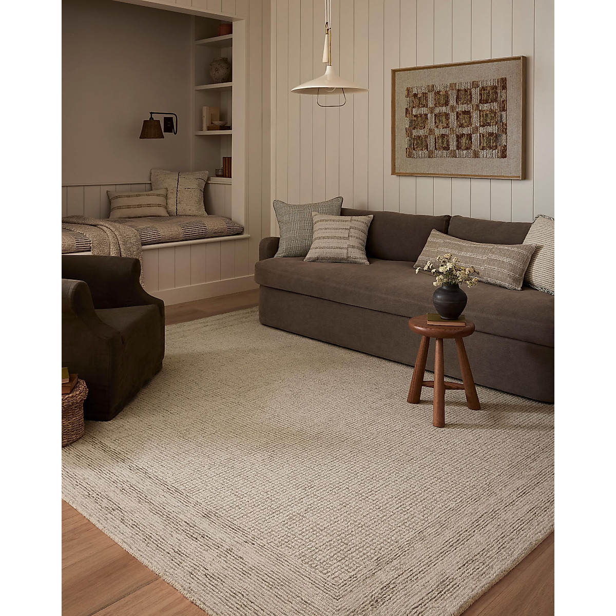 Loloi Amber Lewis Windsor Collection WIN-01 Ivory/Stone 5'-0" x 7'-6", .50" Pile Height, Accent Rug