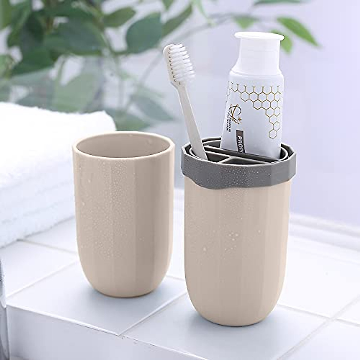 Toothbrush Travel Case Holder Portable Toothcup Travel Toothbrush Cup Containers for Travel and Daily Uses (Yellow)