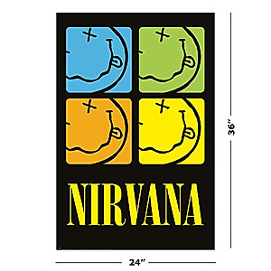 Nirvana - Music Poster (4 Colored Smileys - Logos) (Size: 24" x 36")
