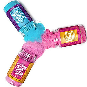 The Candery Cotton Candy Machine and Floss Bundle- Bright, Colorful Style- Sugar Free Candy, Sugar Floss, for Birthday Parties - Includes 5 Floss Sugar Flavors 12oz Jars and 50 Paper Cones & Scooper