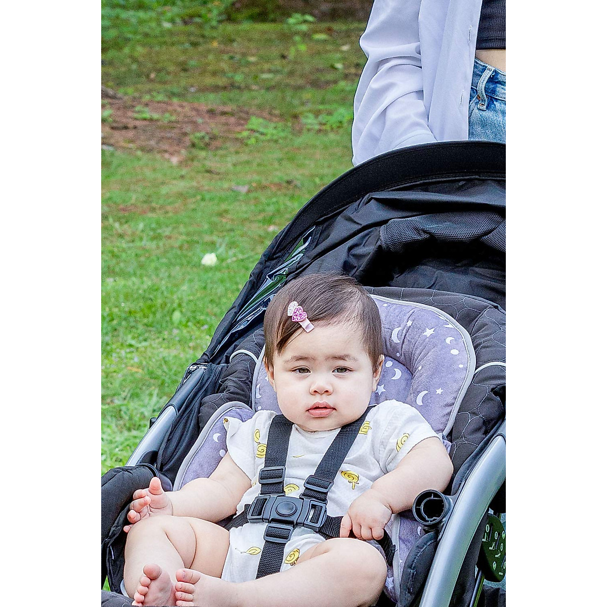 Long-Ci Baby Car Seat Pad Reversible with Head Neck Body Support for Stroller in Velvet Star