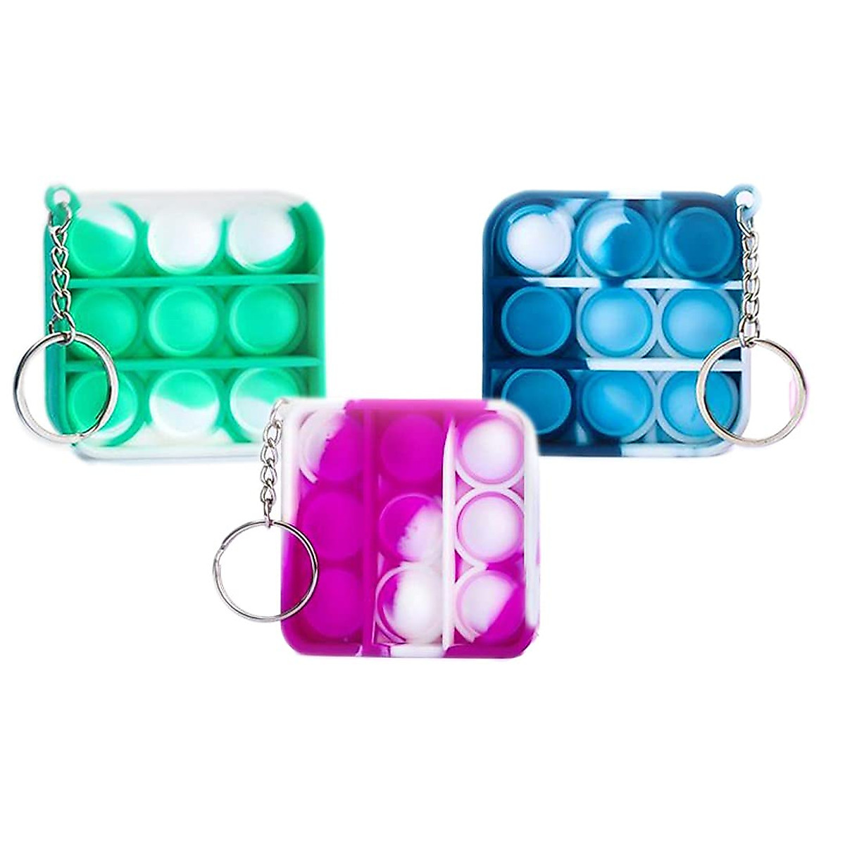 Pack of 3 Mini Pop it Keychain Fidget Toy, Stress Relief , Square Keychain Pop it, Mini pop Keychain, Anti Anxiety Toys for Kids and Adults Autism