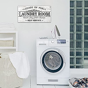 Laundry Room Wall Art Laundry Sign Laundry Wall Decor | Wash Dry Fold Repeat | Retro Laundry Room Decor Black Quote Art Prints Wood Background Home Living Room Decorations Framed 24X12 Inch