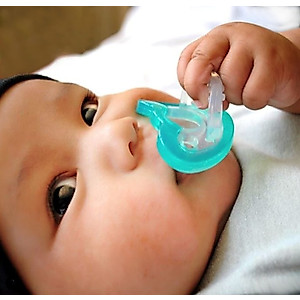 RaZbaby JollyPop Newborn Pacifier 0-3 Months - Soft, BPA-Free Silicone, USA-Made, Durable One-Piece, Dishwasher Safe, Sterilizable - Blue, Pack of 2