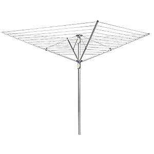 Household Essentials 1710 Height Adjustable Outdoor Umbrella Drying Rack | Aluminum | 12-Lines with 165 ft. Clothesline , Gray