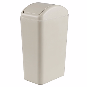 Saedy Small Swing Lid Trash Can, 14 L Slim Garbage Bin