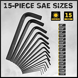 ELEAD 30-Piece Hex Key Set - Allen Wrench Set, SAE and Metric Allen Keys, MM(0.7mm-10mm) SAE(0.028"-3/8), Heat-Treated Steel, Torque Handle, High Leverage, Long & Short Keys, Easy Organization