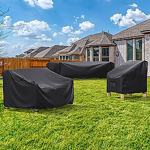 BROSYDA Patio Furniture Covers Waterproof, 90" L × 62" W ×28" H Rectangular Outdoor Furniture Set Covers , Durable Heavy Duty 600D Oxford Patio Furniture Set Covers for Outdoor Table Chair