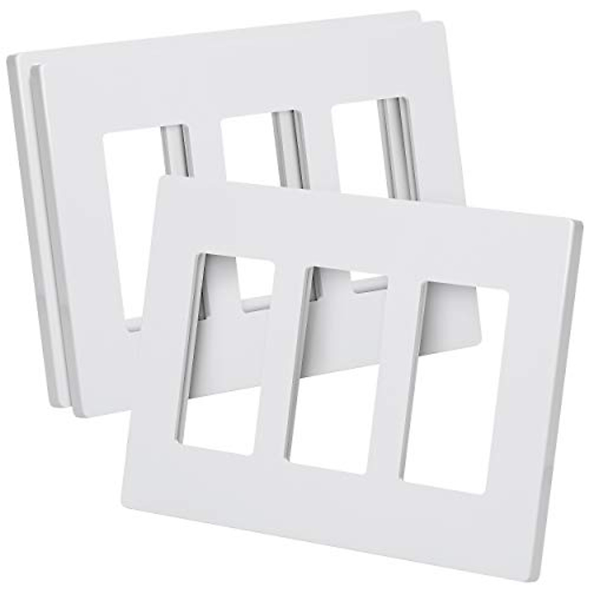 Bates- Screwless Decorator Wall Plates, Three Gang Switch Plate Covers, 3 Pack, Screwless Wall Plates 3 Gang, White Switch Plate Covers, Switch Cover Plate, Wall Switch Cover, Electrical Outlet Cover