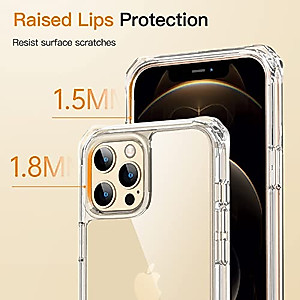 JETech Case for iPhone 12 Pro Max 6.7-Inch with 2-Pack Tempered Glass Screen Protector, 360 Full Body Shockproof Bumper Phone Cover Protective Clear Back (Clear)