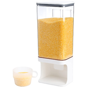 AVLA Rice Dispenser, Wall-Mounted Laundry Detergent Container, Cereal Dry Food Storage Bucket with Measuring Cup, Kitchen Grain Organizer with Lid, BPA-Free, for Beans, Laundry Scent Bead, Pet Food