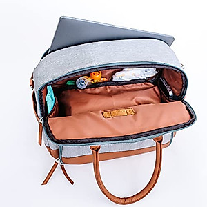 K2C3 Wearable Breast Pump Bag | Backpack with Laptop Compartment | Breast Pump Storage Bags | 16.9" x 13.77" x 5.11" Breast Pump Parts Bag | Leather & Polyester Baby Backpack Diaper Bag Tote