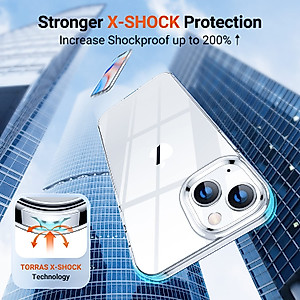 TORRAS for iPhone 13 Case/iPhone 14 Case Clear, Never Yellow, Military Grade Drop Tested, Protective Slim Thin Case for iPhone 13 Phone Case/iPhone 14 Phone Case, 6.1", Crystal Clear