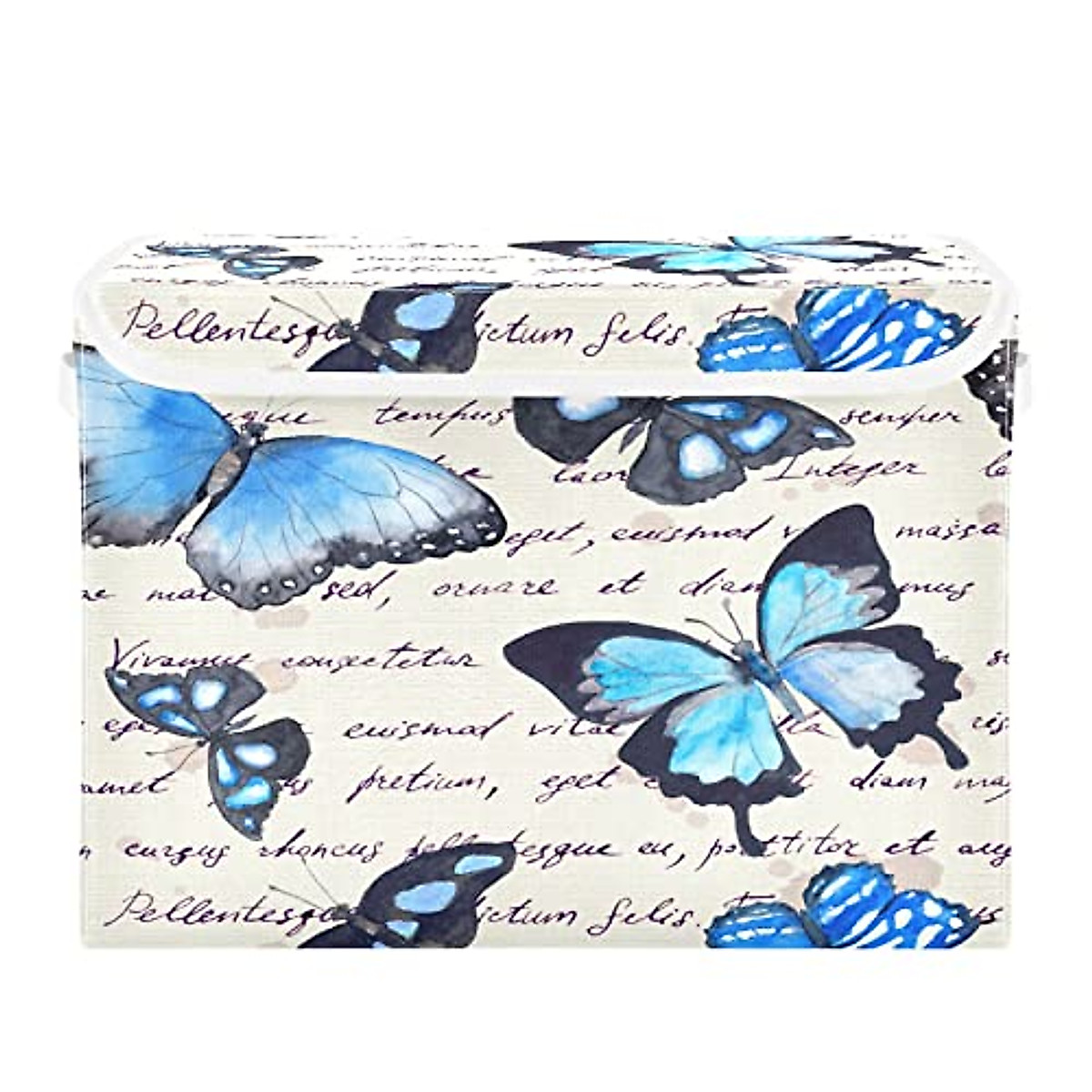 KEEPREAL Butterflies Storage Basket Bin with lid, Large Cube Storage Box Collapsible Storage Organizer for Home Office Closet - 16.5 L x 12.6 W x 11.8 H