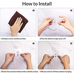 Adhesive Hooks, Heavy Duty Wall Hooks- 44 lb/ 20 kg(Max), Wall Hangers, Transparent Reusable Sticky Hooks, Utility Hooks for Bathroom, Kitchen, Door, Office, Window, Nail Free, Waterproof, Oil-Proof