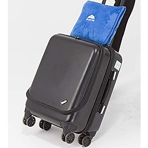 BlueHills Premium Soft Travel Blanket Pillow Airplane Blanket Packed in Soft Bag Pillowcase with Hand Luggage Belt and Backpack Clip, Compact Pack Large Blanket for Any Travel (Royal Blue T003)