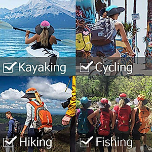 PanPacSight Women Ponytail Sun Hat UV Protection Fishing Hats Sunshade Packable Bucket Outdoor Hiking Gardening Boonie