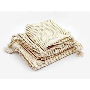 Mesh Produce Bags |Cotton Mesh Bags for Vegetables| Reusable Produce Bags Onion Storage Bags | Mesh Grocery Bag Vegetable Bag Fruit bag Food Bag| 9"x12" 6-Pack