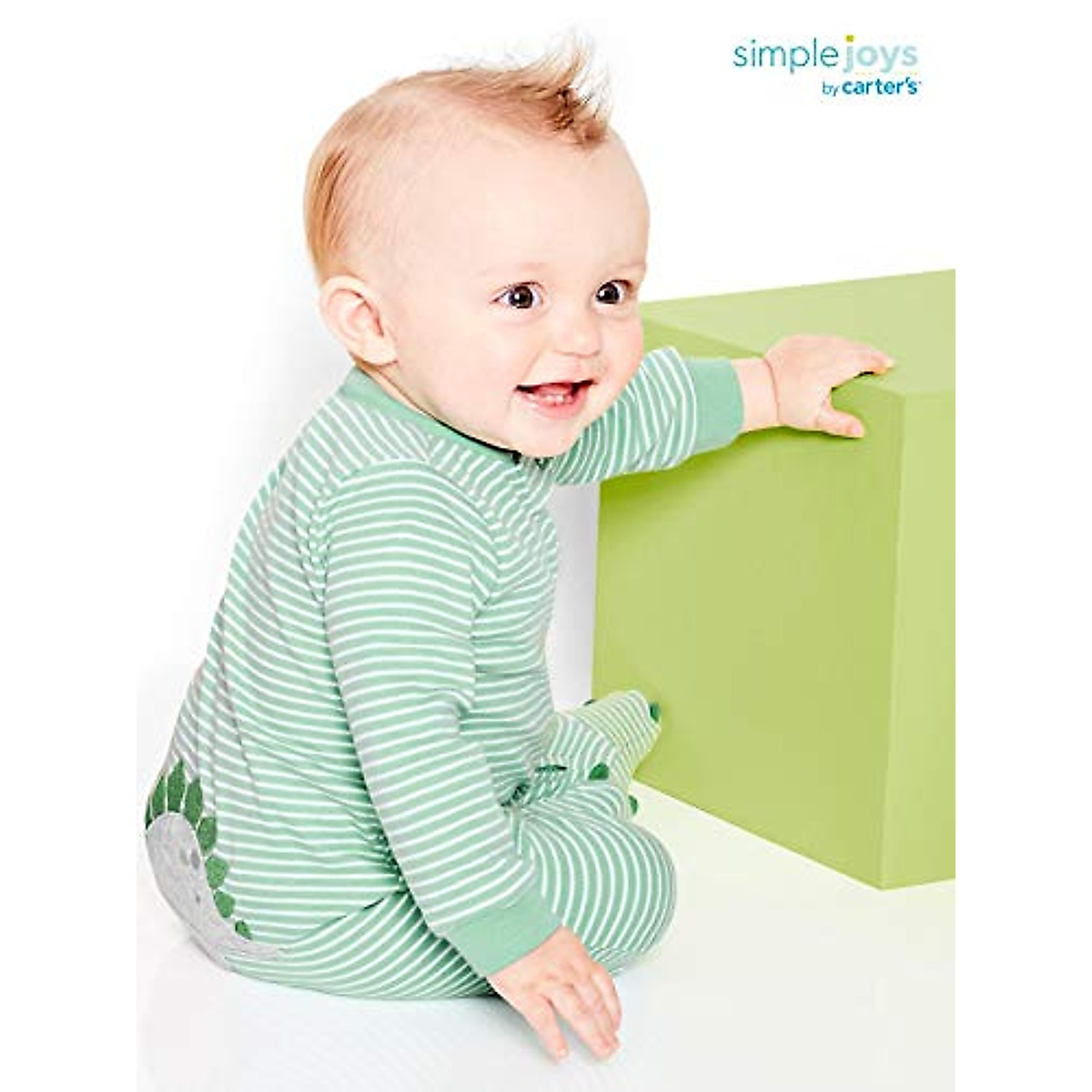 Simple Joys by Carter's Baby Boys' 2-Way Zip Cotton Footed Sleep and Play, Pack of 2, Dinosaur Print, 6-9 Months