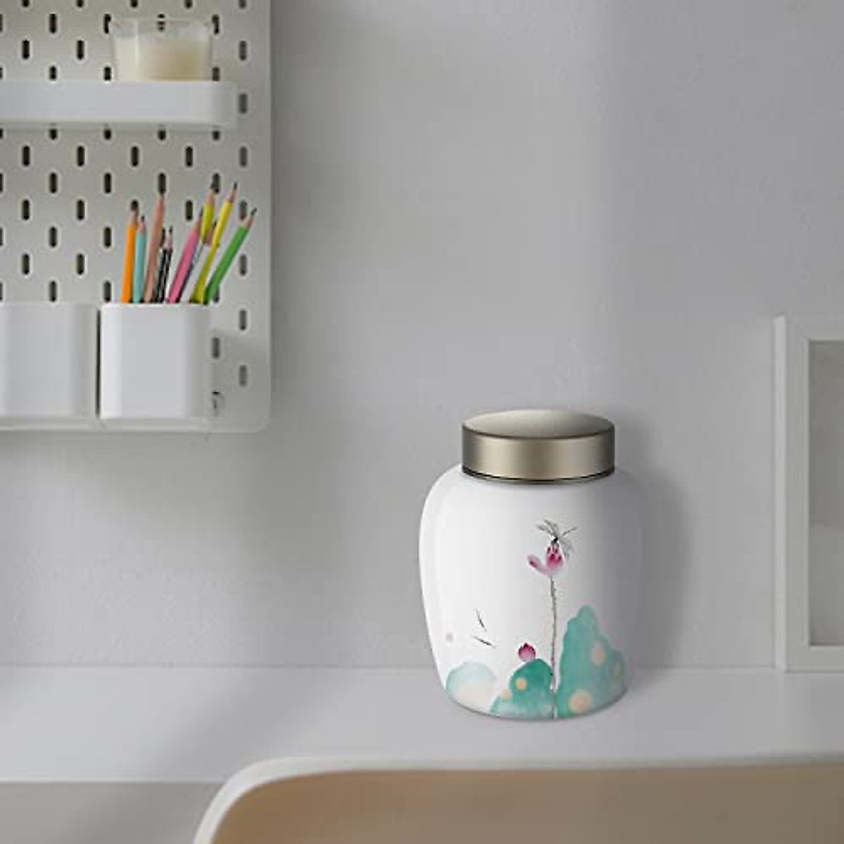 NEWDREAM Urns for Human Ashes Urns for Cat Urns,Pet Urns for Cat Ashes,Cat Urns for Ashes Animal Urns for Ashe Pet Cremation Urn (White Lotus)