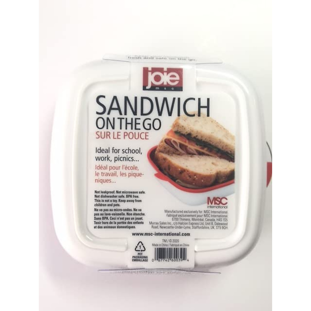 Sandwich on the go container
