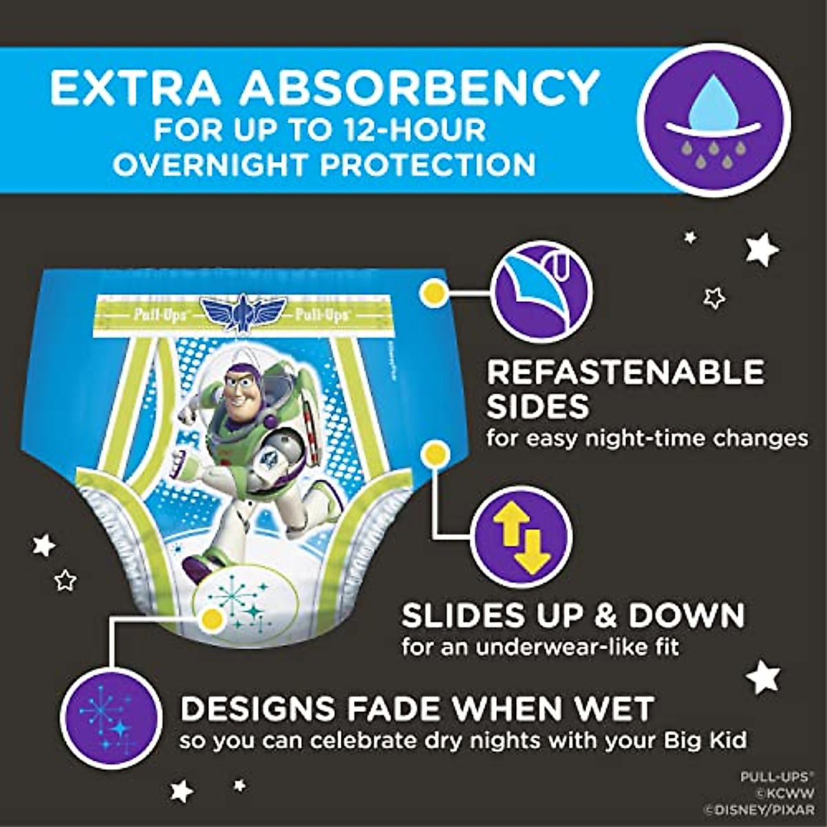 Pull-Ups Boys' Nighttime Potty Training Pants Training Underwear, 2T-3T, 21 Ct