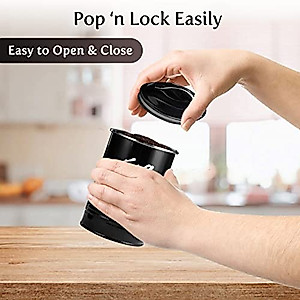 Farmhouse Canisters Set of 4, Food Storage Container for Kitchen Decor, Rustic Metal Countertop Canisters with Airtight Lids for Sugar, Coffee, Tea - Black