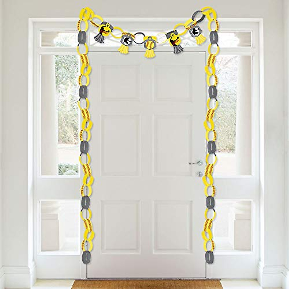 Big Dot of Happiness Grand Slam - Fastpitch Softball - 90 Chain Links and 30 Paper Tassels Decoration Kit - Birthday Party or Baby Shower Paper Chains Garland - 21 feet