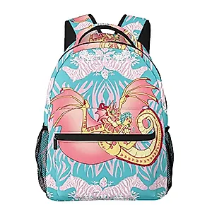 Casual Backpack Fire Dragons Wings Large Capacity Schoolbag Shoulders Bag Daypack For Adults And Children