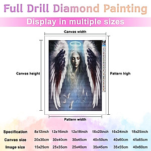 Treff Diamond Painting Kits,Angel Wings GirlDiamond Art Painting Kits for Adults,Full Square Drill Diamond Art Paint Gem Art Drill Home Decoration 20x24 inch