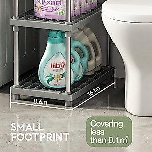 LEAIJIAFY 4 Tier Gray Plastic and Metal Standing Shelf Units, Durable Storage Shelves Rack Open Shelving for Pantry Kitchen Bathroom,13MM Steel Tubes