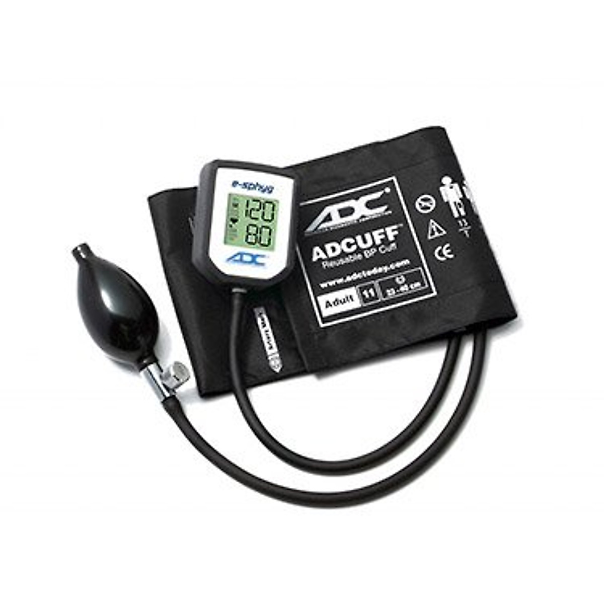 ADC 7002 E-sphyg Digital Pocket Aneroid Sphygmomanometer Blood Pressure Monitor, Reusable BP Cuff, Adult, Black