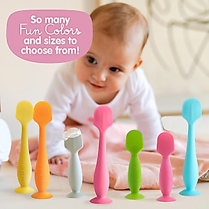 Bumco Baby Bum Brush + Mini Baby Diaper Cream Spatula with Case - BPA-Free Silicone Diaper Spatula with Suction Cup, Wipe-Clean, Mom-Invented Butt Paste Applicator (Pink & Pink)