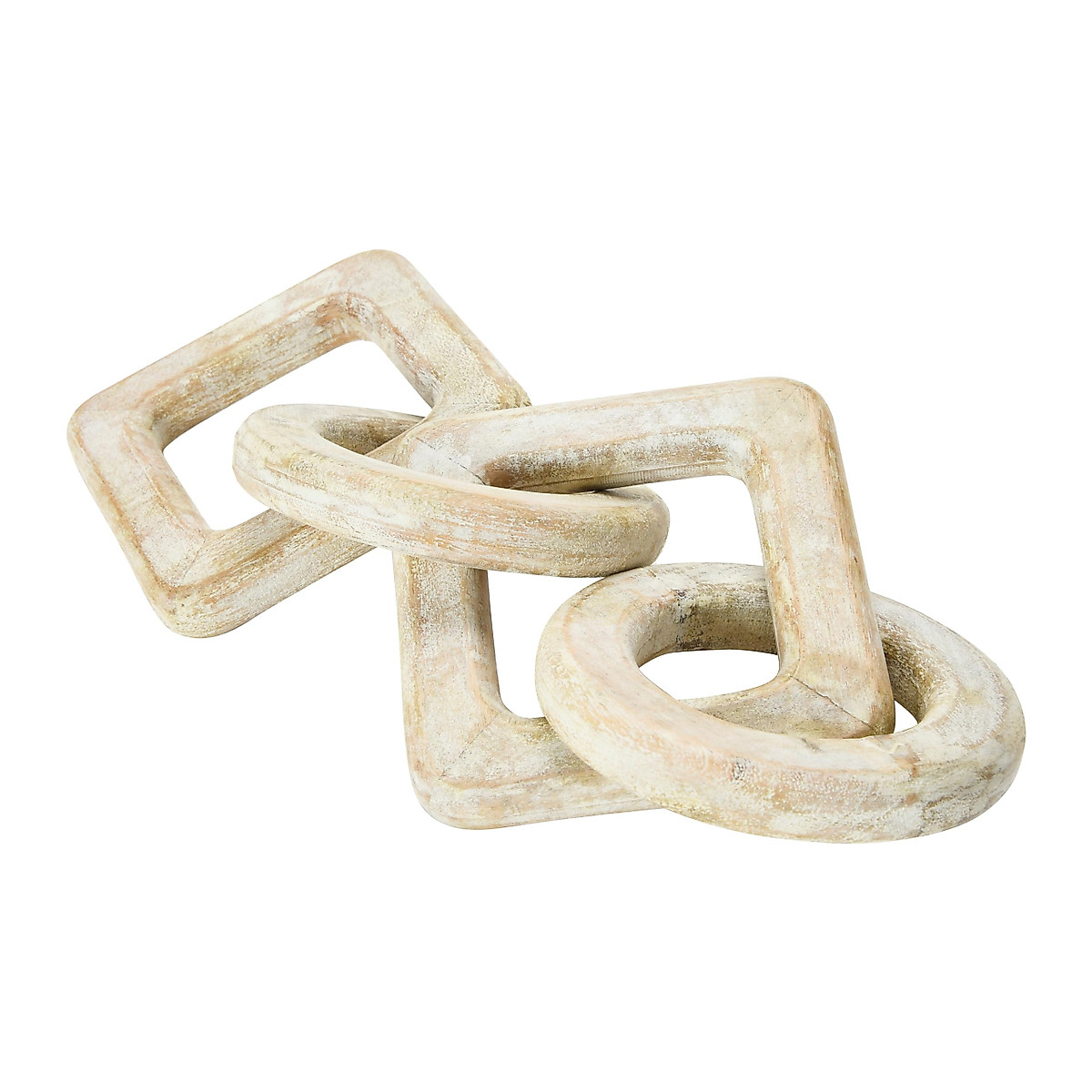 Creative Co-Op Mango Wood Chain Décor, Whitewashed, Natural