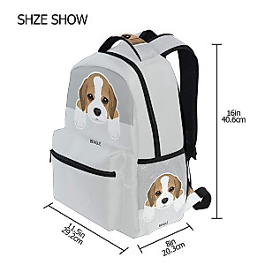 Dog pattern Backpacks for Girls Boys Kids Women Men Beagle School Book Bag Casual Travel Camping Daypack