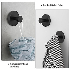 MAROJEIF Suction Cup Hooks for Shower, Reusable Towel Hooks for Bathroom,Matte Black Shower Hooks for Loofah, No-Drill Hooks,Bathroom Hooks Mounting on Glass Shower Doors, Tile, Mirrors (Black*4Pack)