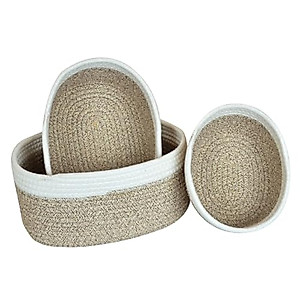 KOMBIUDA 3pcs Makeup Baskets Cotton Rope Storage Basket Desktop Snack Baskets Cotton Rope Storage Basket