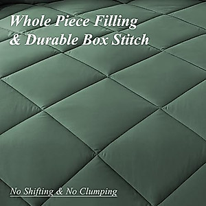 ELNIDO QUEEN Queen Comforter Set - Green All Seasons Bedding Comforters & Sets with 2 Pillow Cases - 3 Pieces Bed Set - Down Alternative Comforter Set- Bedding Comforter Sets Queen Size (88x92 inch)