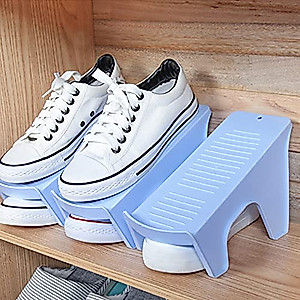 Shoe Stacker, Shoe Slots Space Saver for Closet Organization Double Layers Space Saving Durable PP Simple Design Tidy Orderly Storage Shoe Slots for Home Office Hotel(Pink)