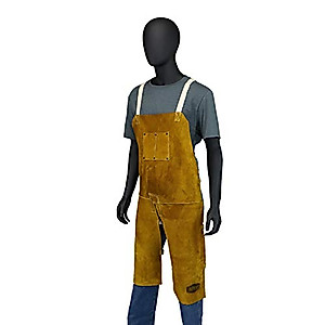 IRONCAT 7011 Leather Split Leg Bib Apron – 24in. x 42 in. Welding Chaps with Anodized Snaps and Rivets, Kevlar Sewn, Split Cowhide Leather. Welding Protection Apparel