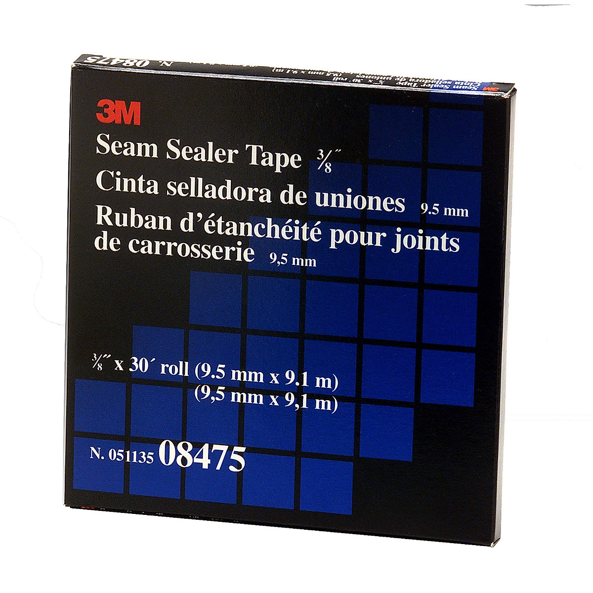 3M Seam Sealer Tape, 08475, 3/8 in x 30 ft, 1 Roll, Gray, Solvent-Activated Adhesive, for Automotive