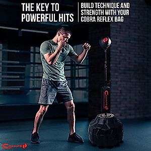 Cobra Reflex Bag – Advanced Reflex Punching Bag with Ultra-Fast Bounceback to Increase Speed, Reflexes, and Stamina – Adjustable-Height Boxing Bag with Stand and Secure Suction Cups