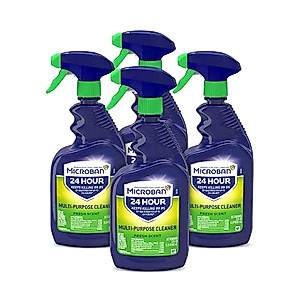 Microban Disinfectant Spray, 24 Hour Sanitizing and Antibacterial Spray, All Purpose Cleaner, Fresh Scent, 22 Fl Oz (Pack of 4)