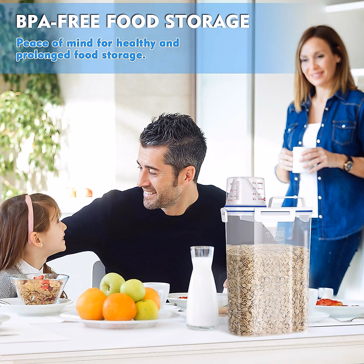 Rice Airtight Storage Container, Rice Storage Bin Cereal Containers Dispenser Storage Containers with Lids Kitchen Storage Bin Rice Holder Container Food Container Sets