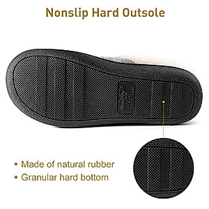 Wishcotton Women's Lamb-rub Sherpa House Slippers Memory Foam Indoor Outdoor, Grey, 8-9 US