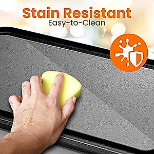 NutriChef Reversible Plate-PFOA & PFOS Free Oven Safe Flat Cast Iron Skillet Griddle Grilling Pan w/Scraper for Electric Stovetop, Ceramic NCCIRG64, BLACK