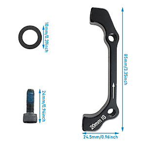WHYHKJ 20mm Disc Brake Caliper Mount Adapter is to PM for Front 180mm Rear 160mm (1 x Bicycle Disc Brake Adapter + 2 x Screws + 2 x Spacers)