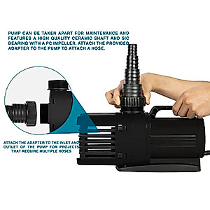 Homewell 5000 Gallons per Hour Electric Water Pump with 2 Nozzles Ultra Quiet Submersible Pump for Fountains, Waterfalls, Water Circulation, Koi Ponds Pump, Water Gardens (5000 GPH)