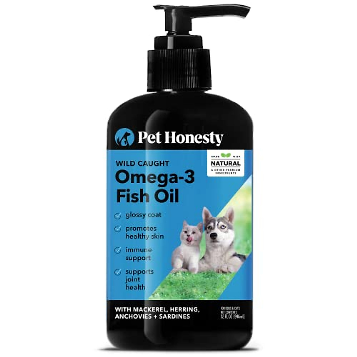PetHonesty Omega-3 Fish Oil for Dogs - Skin & Coat Health Supplement - EPA + DHA Fatty Acids, May Reduce Normal Shedding & Sensitive Skin - Supports Immunity, Hip Joint, Brain & Heart Health - (32oz)