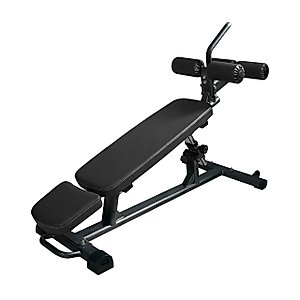 Finer Form Semi-Commercial Sit-Up Bench For Core Workouts and Decline Bench Press. Adjustable Weight Bench with Reverse Crunch Handle with 4 Adjustable Height Settings. Great Ab Workout Equipment